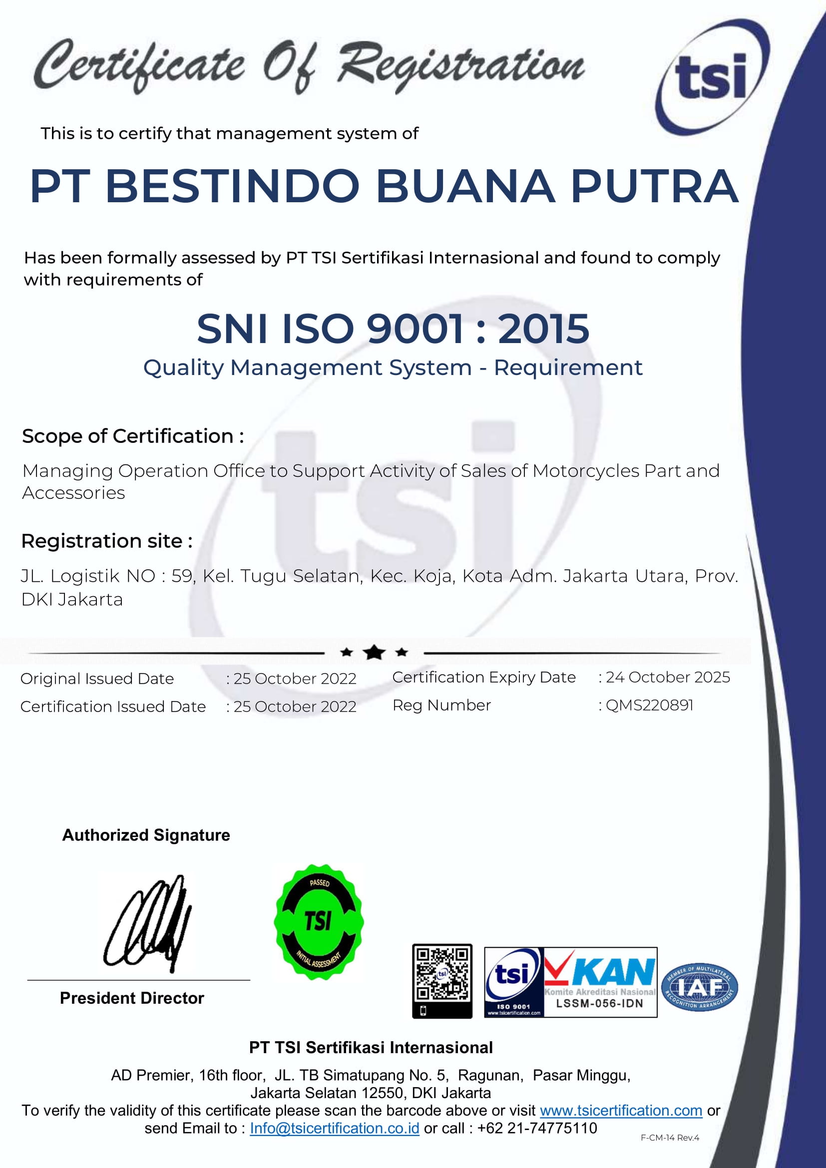 QMS220891 PT BESTINDO BUANA PUTRA