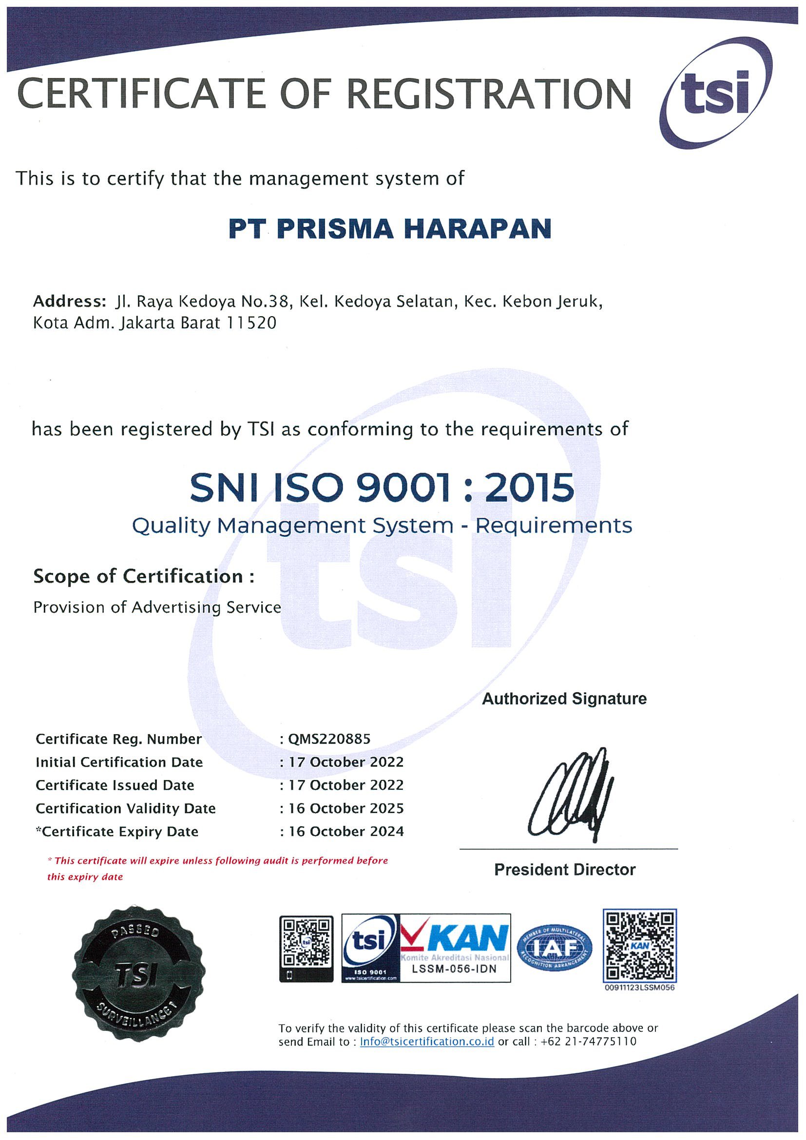 QMS220885 PT PRISMA HARAPAN