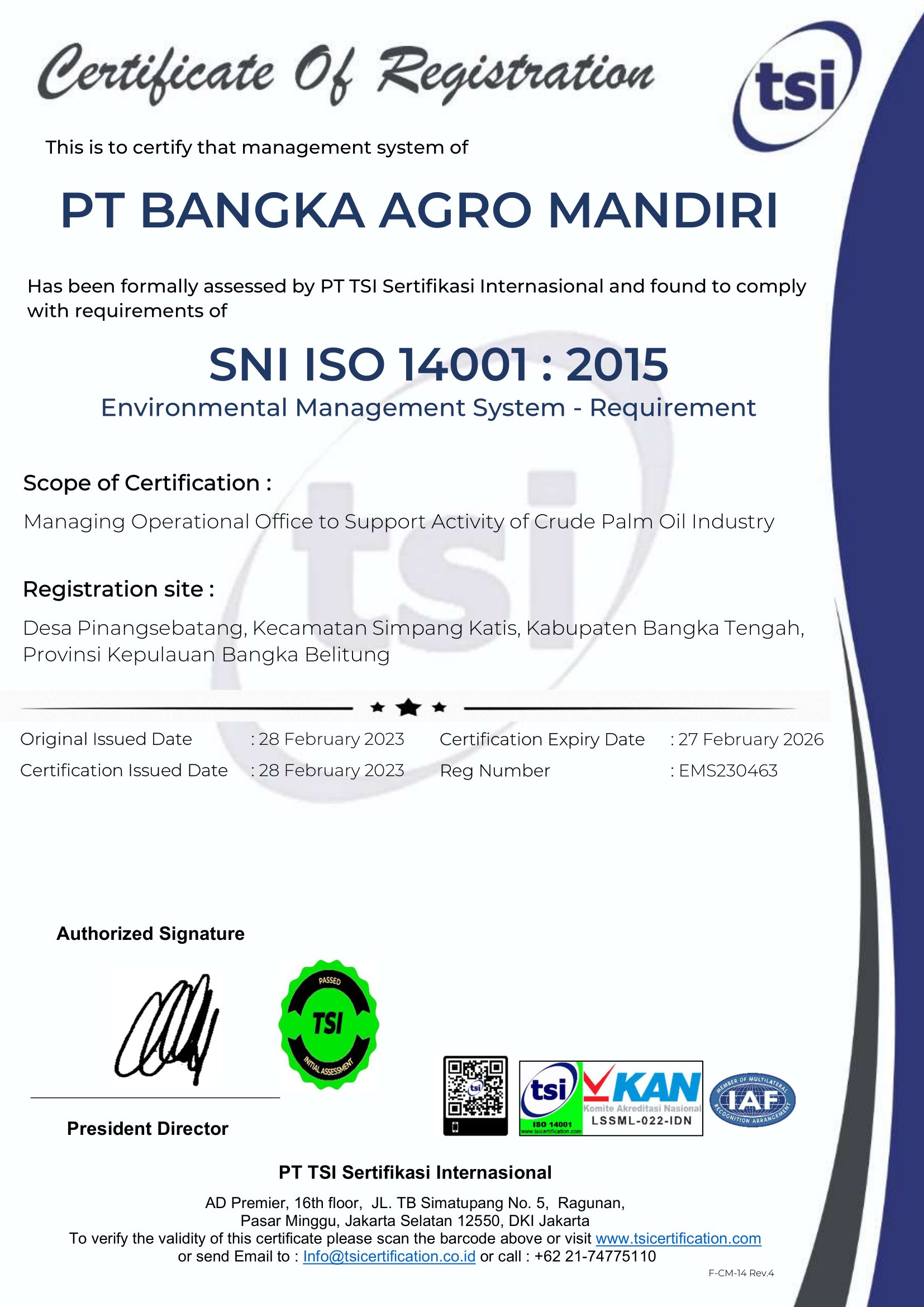 EMS230463 PT BANGKA AGRO MANDIRI