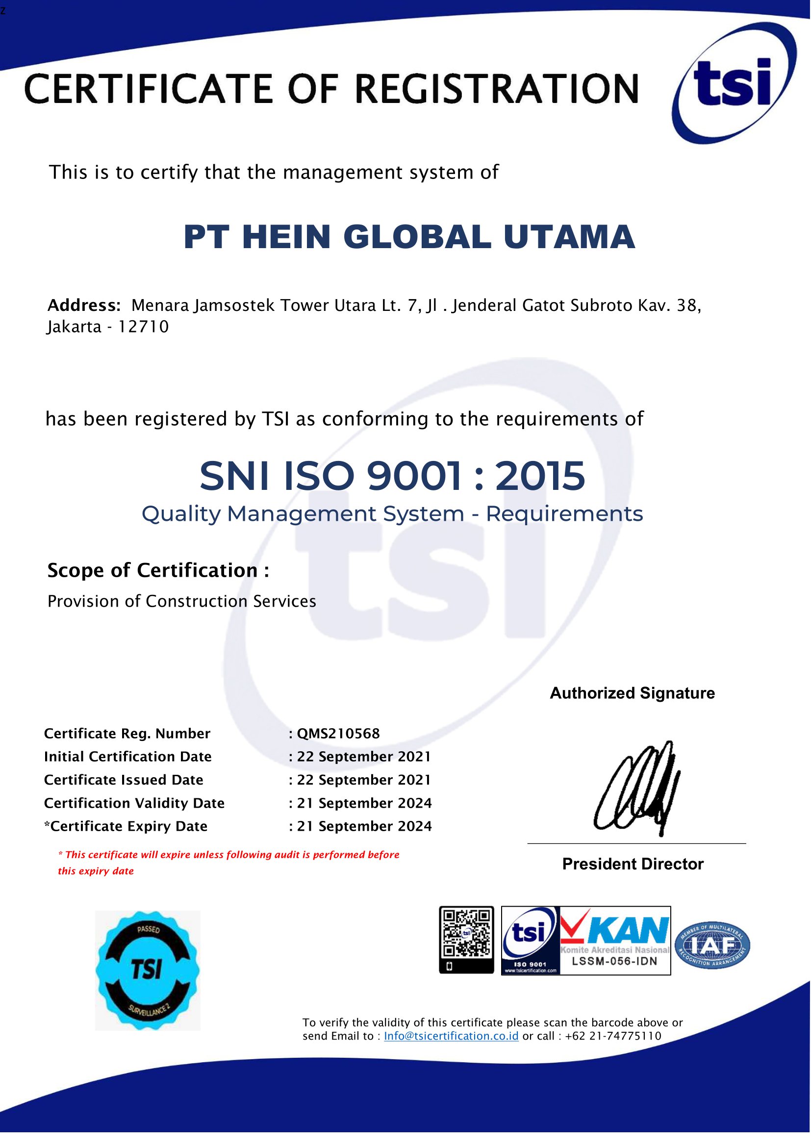 QMS210568 PT HEIN GLOBAL UTAMA