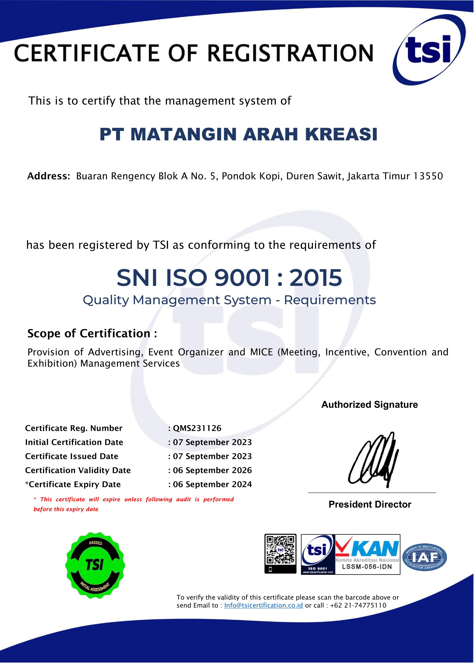 QMS231126 PT MATANGIN ARAH KREASI
