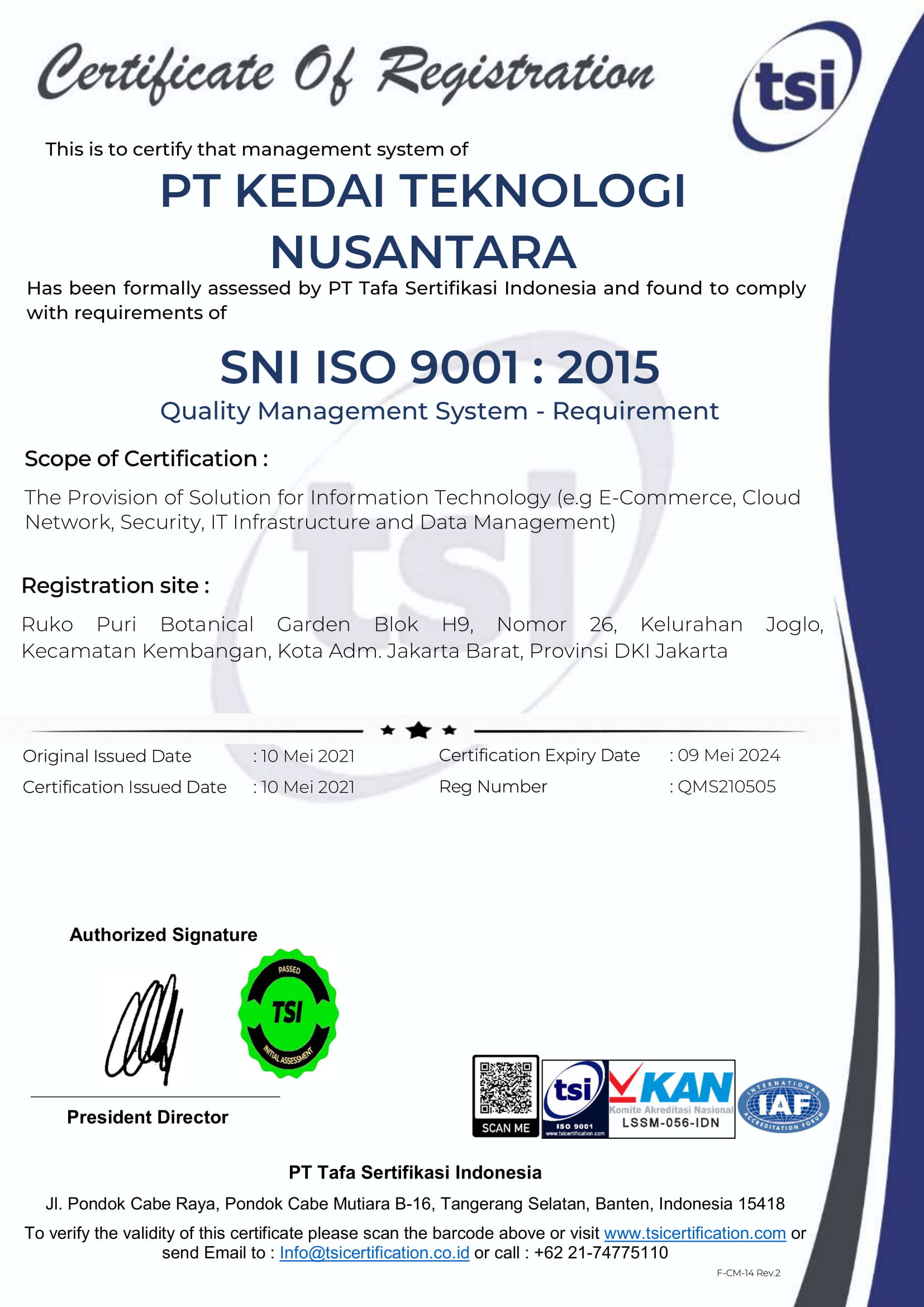 QMS210505 PT KEDAI TEKNOLOGI NUSANTARA