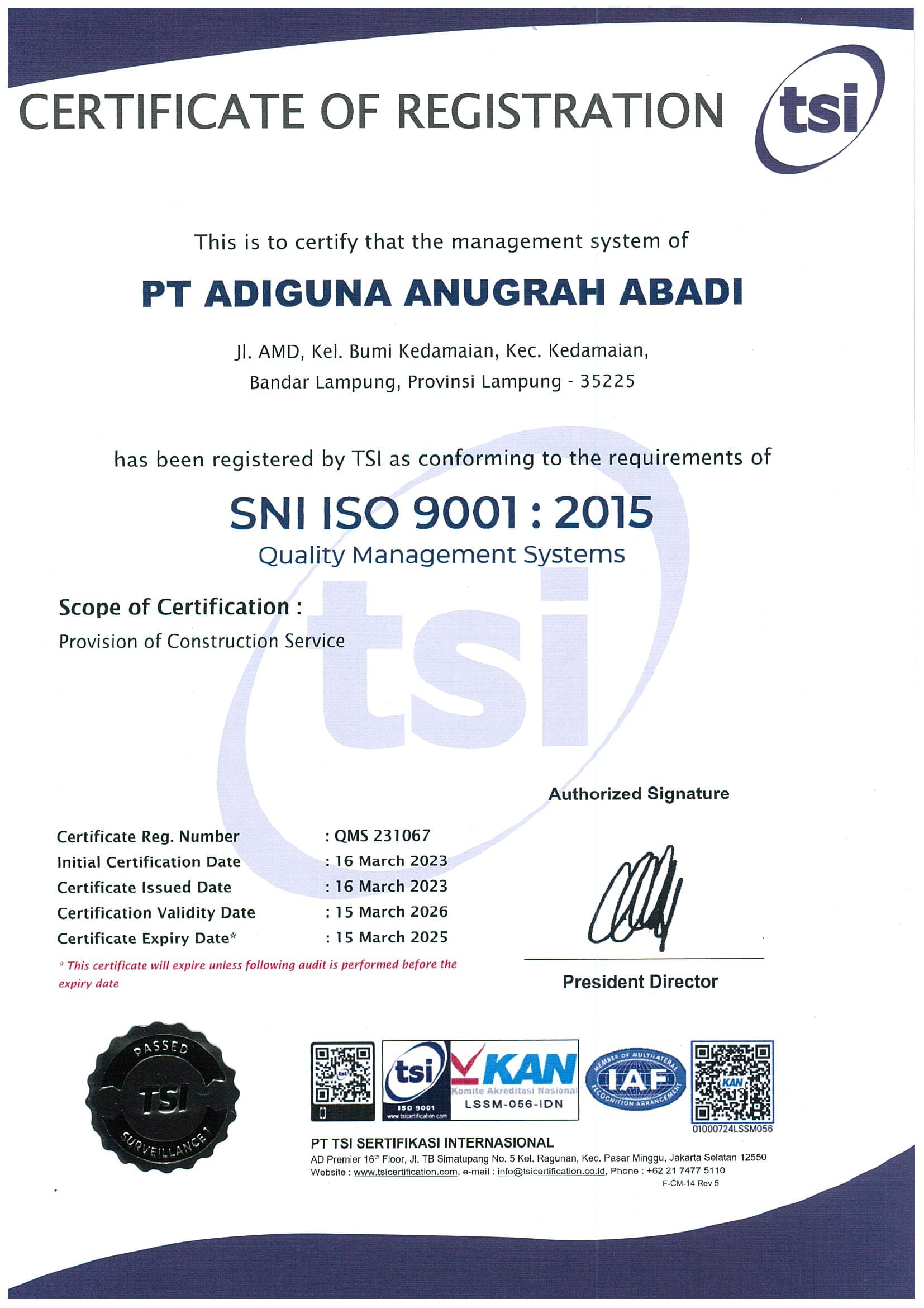 QMS231067 PT ADIGUNA ANUGRAH ABADI