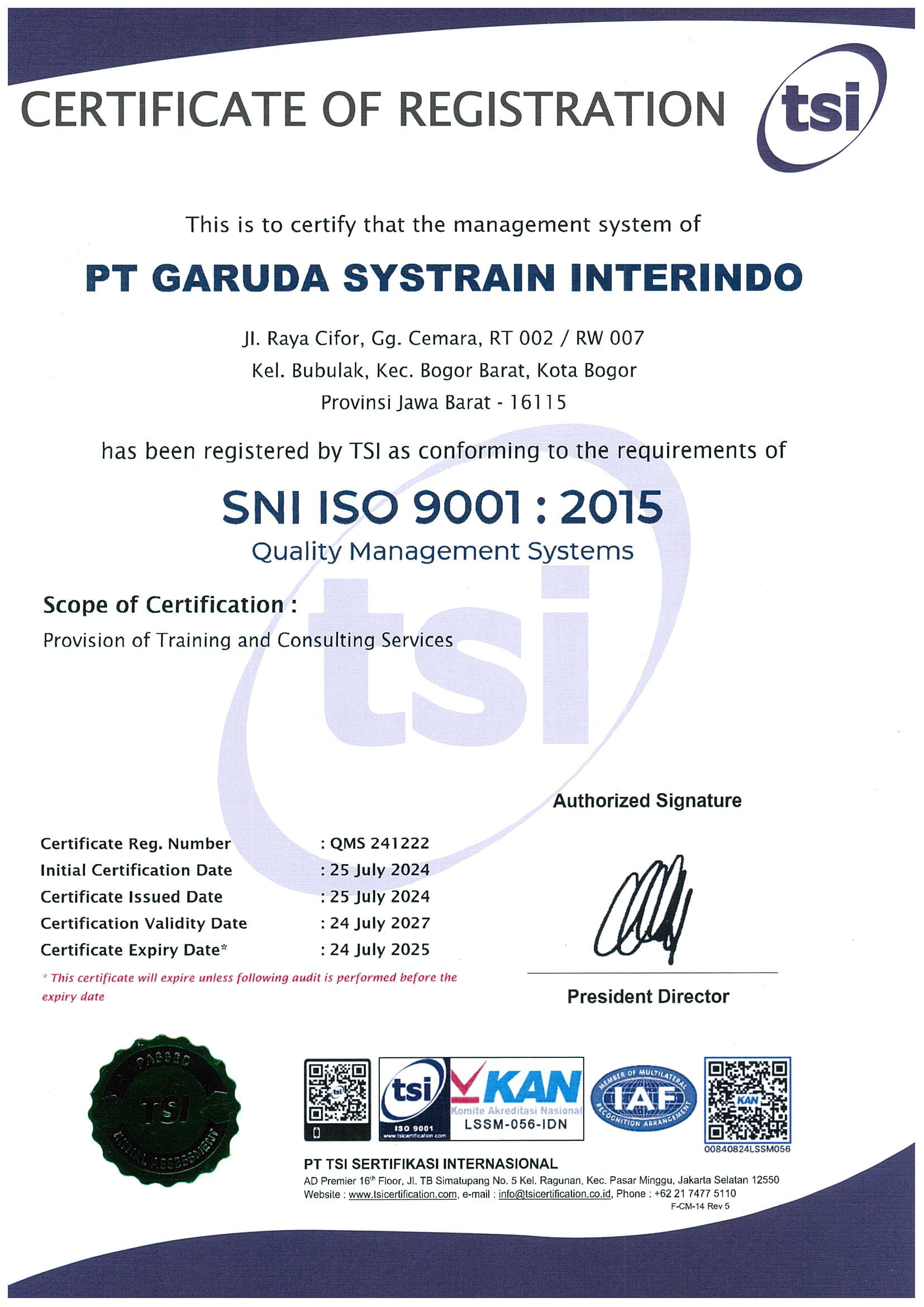 QMS241222 PT GARUDA SYSTRAIN INTERINDO