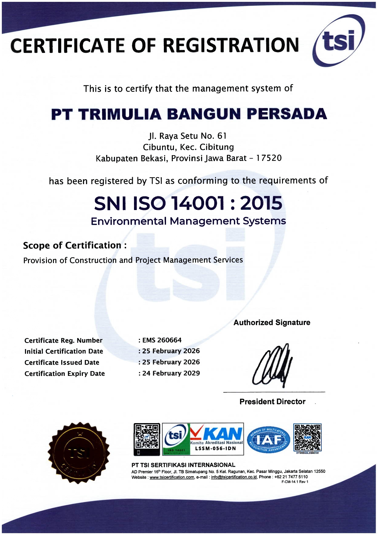 EMS260664 PT TRIMULIA BANGUN PERSADA