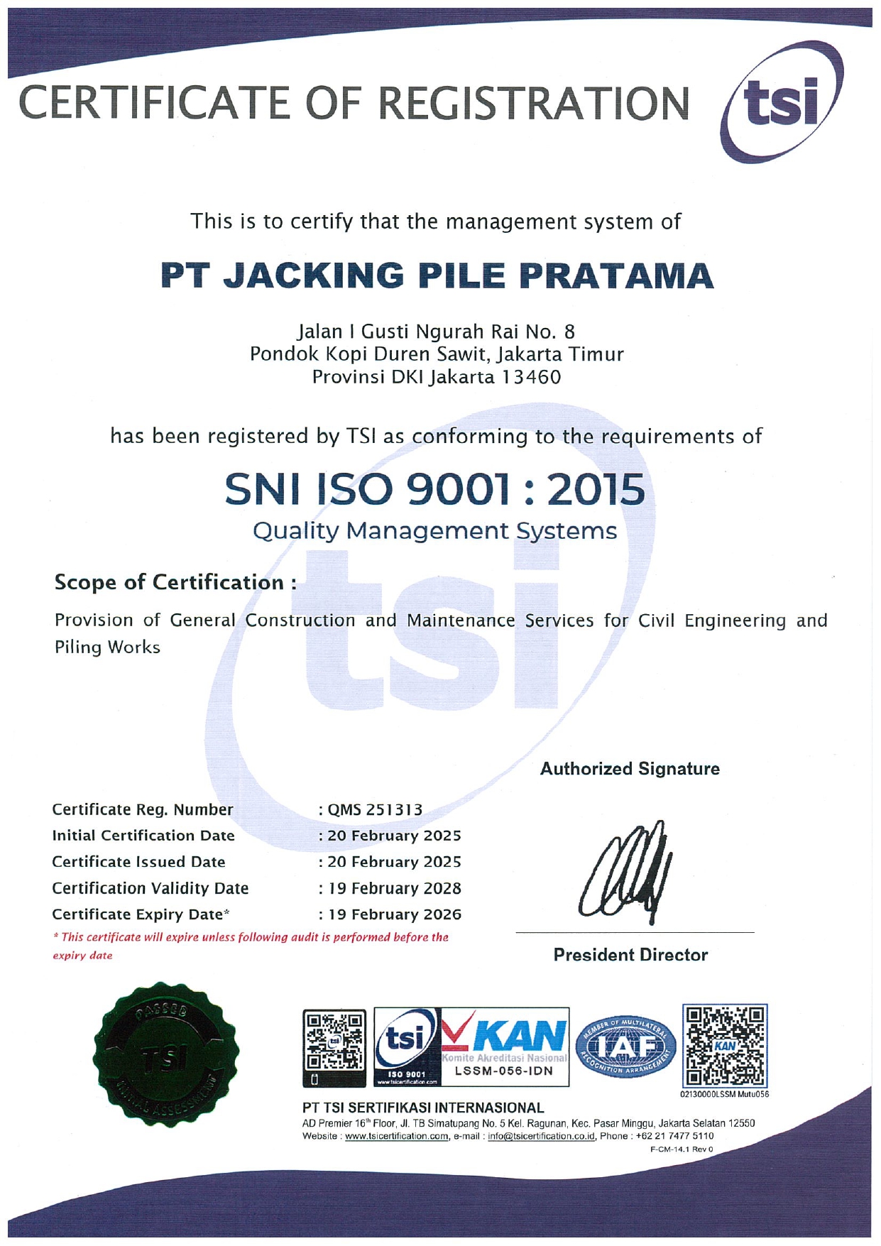 Qms251313 Pt Jacking Pile Pratama