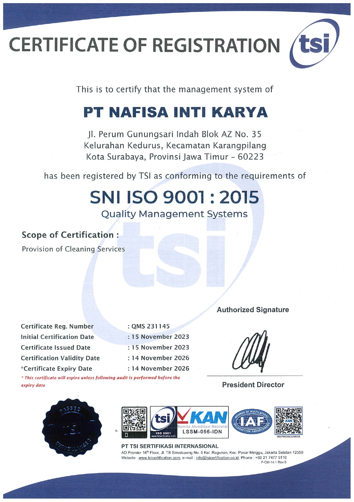 QMS231145 PT NAFISA INTI KARYA