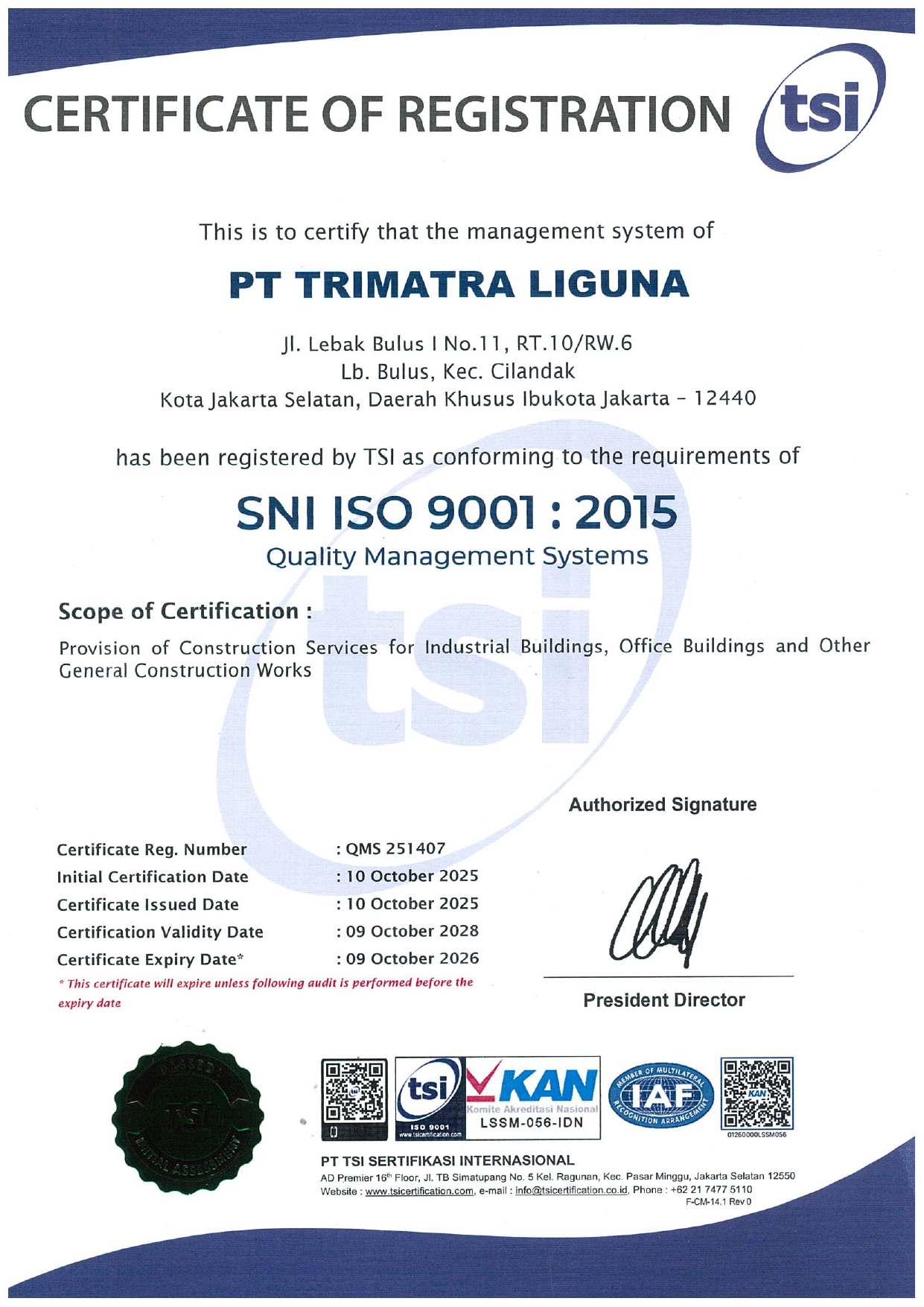 QMS251407 PT TRIMATRA LIGUNA